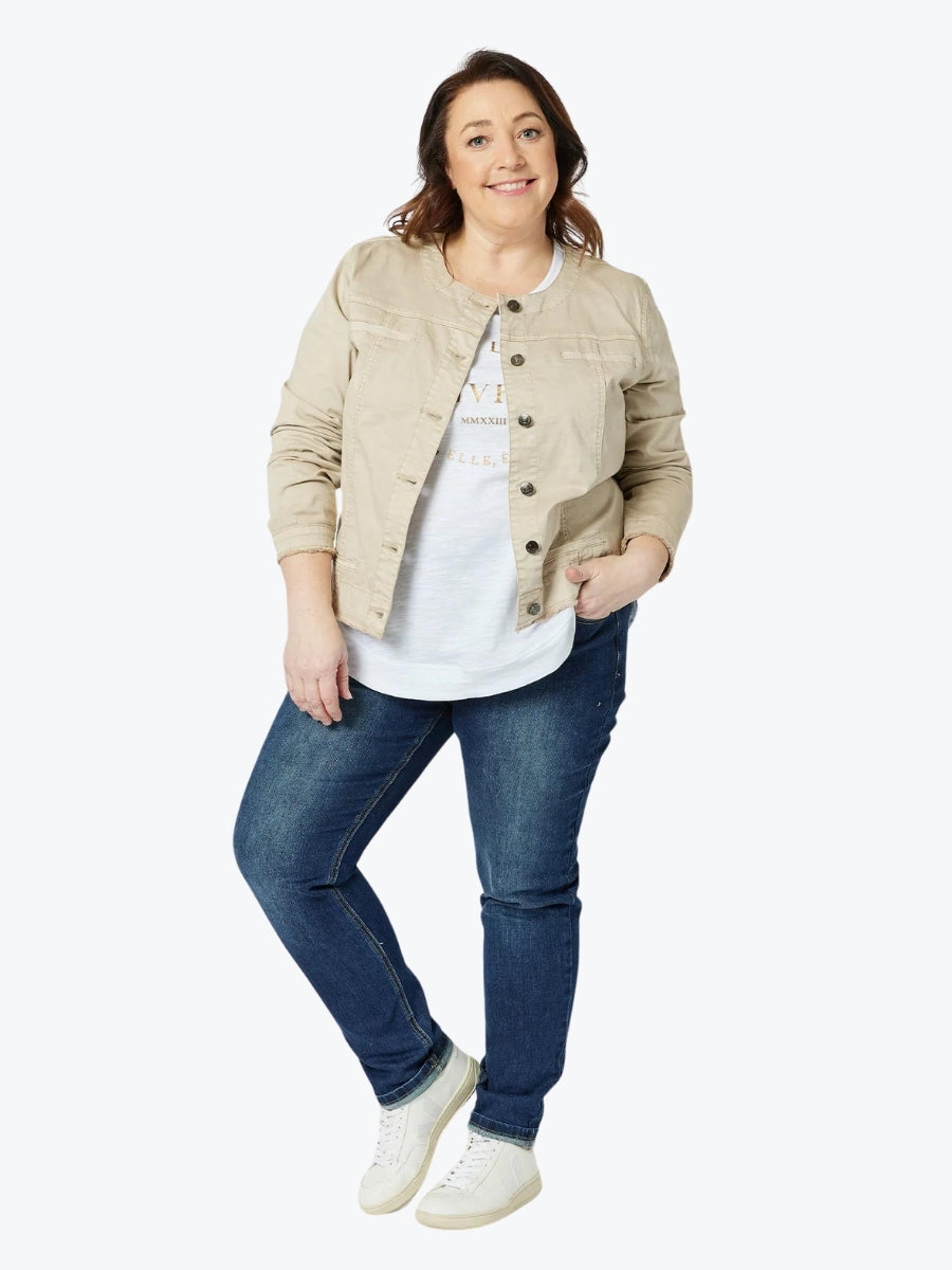 Threadz Collarless Denim Jacket 44271